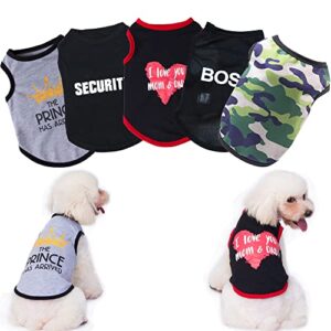 5 pieces dog shirts i love you mom for dog clothes holiday festival dog dresses puppy party costumes doggie shirts cat outfits dog sweatshirt for small dogs cats boy girl puppy clothes