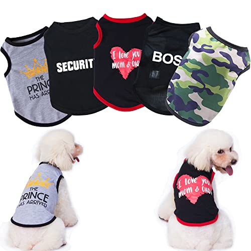 5 Pieces Dog Shirts I Love You Mom for Dog Clothes Holiday Festival Dog Dresses Puppy Party Costumes Doggie Shirts Cat Outfits Dog Sweatshirt for Small Dogs Cats Boy Girl Puppy Clothes