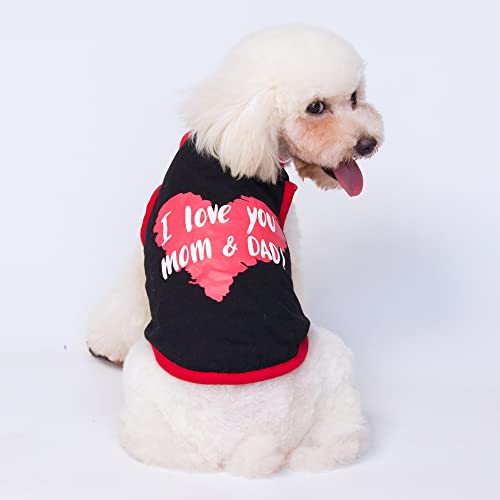 5 Pieces Dog Shirts I Love You Mom for Dog Clothes Holiday Festival Dog Dresses Puppy Party Costumes Doggie Shirts Cat Outfits Dog Sweatshirt for Small Dogs Cats Boy Girl Puppy Clothes