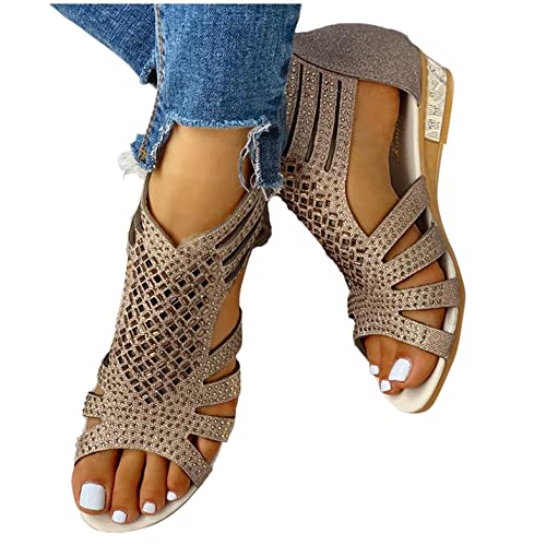 UQGHQO slippers for women wide width Women's Platform Sandals Wedge Ankle Strap Open Toe Sandals Women's Platform & Wedge Sandals High Heel Platform Pump Sandals