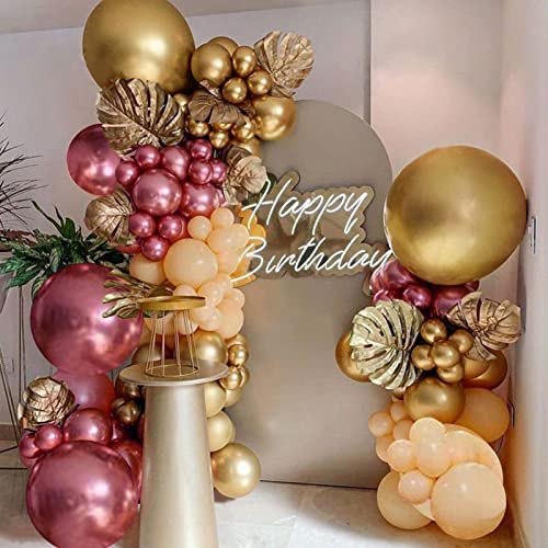 TOPLLON Rose Gold Balloon Arch Kit 130 Pcs, Pink Gold Balloons Garland Nude Metallic Mauve Balloon Baby Shower Decorations for Girl Bridal Shower Birthday