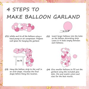 TOPLLON Rose Gold Balloon Arch Kit 130 Pcs, Pink Gold Balloons Garland Nude Metallic Mauve Balloon Baby Shower Decorations for Girl Bridal Shower Birthday