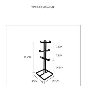 Hanrace Coffee Mug Holder, Countertop Coffee Cup Tree, Coffee Cup Holder, Tea Cup Storage Rack and Wine Glass Holder, Coffee Table Bar Accessories and Kitchen Organizer, with 6 Hooks（Black ）