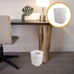 Kichvoe Waste Paper Basket, Hollow Pattern Desktop Trash Can White Rubbish Bin Without Lid for Home, Office, Living Rooms, Bedrooms