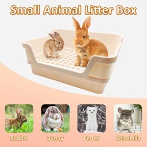 BNOSDM Large Rabbit Litter Box Deep Rabbit Toilet Bunny Potty Training Litter Box with Tray Corner Small Animal Litter Pan for Adult Rabbits Chinchillas Ferrets Galesaurs (White)