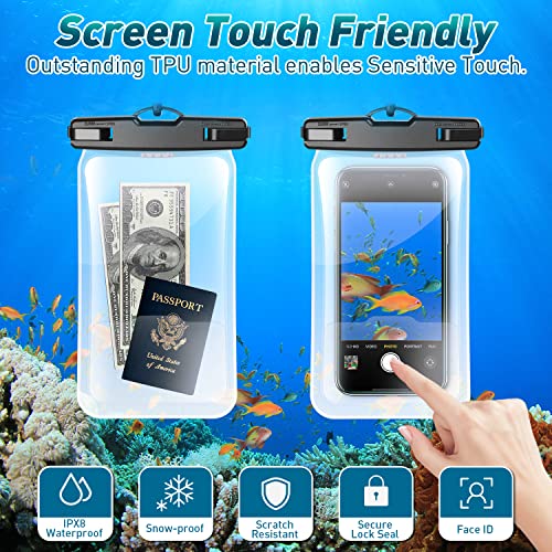 Waterproof Phone Pouch Floating [Super Buoyancy & Airbag Floating] Waterproof Cell Phone Pouch for iPhone 14/13/12 Pro Max Samsung Galaxy, IPX8 Waterproof Phone Case Dry Bag for Vacation, 2 Pcs -7"