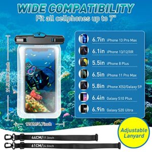 Waterproof Phone Pouch Floating [Super Buoyancy & Airbag Floating] Waterproof Cell Phone Pouch for iPhone 14/13/12 Pro Max Samsung Galaxy, IPX8 Waterproof Phone Case Dry Bag for Vacation, 2 Pcs -7"