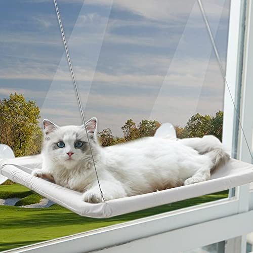 cat Hammock Perch cat Window Hammock Bed seat Shelf for Indoor Cats Resting Seat Safety Holds Two Cats, Cat Perch Safety Resting Shelf 360°Sunny Seat Space Saving Cat Beds (Premium Silver Gray)