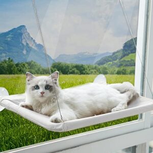 cat Hammock Perch cat Window Hammock Bed seat Shelf for Indoor Cats Resting Seat Safety Holds Two Cats, Cat Perch Safety Resting Shelf 360°Sunny Seat Space Saving Cat Beds (Premium Silver Gray)