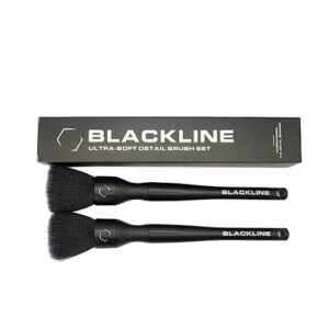 blackline car detail brushes- luxury car detailing brush set for interior and exterior - best auto detailing brushes - premium car detailing brushes (ultra soft bristles)