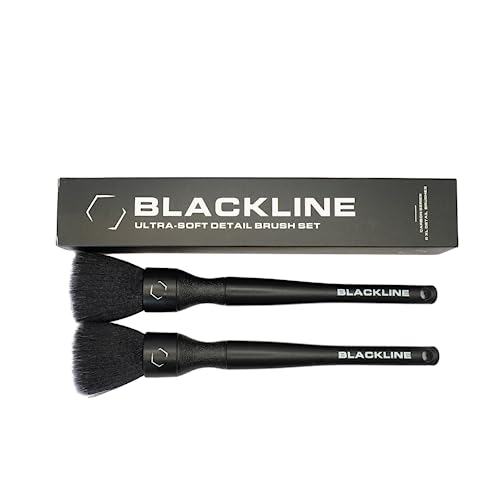 Blackline Car Detail Brushes- Luxury Car Detailing Brush Set for Interior and Exterior - Best Auto Detailing Brushes - Premium Car Detailing Brushes (Ultra Soft Bristles)