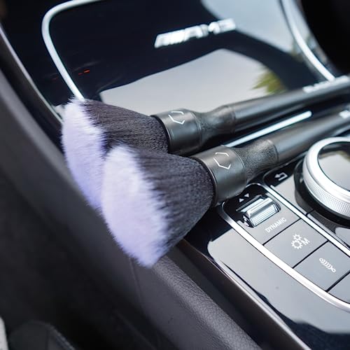 Blackline Car Detail Brushes- Luxury Car Detailing Brush Set for Interior and Exterior - Best Auto Detailing Brushes - Premium Car Detailing Brushes (Ultra Soft Bristles)