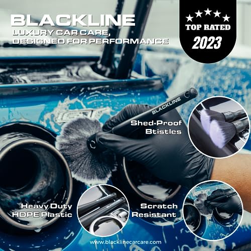 Blackline Car Detail Brushes- Luxury Car Detailing Brush Set for Interior and Exterior - Best Auto Detailing Brushes - Premium Car Detailing Brushes (Ultra Soft Bristles)