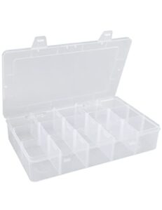 hlotmeky plastic organizer box with dividers bead organizer 15 large grids tackle box organizer clear snackle box container