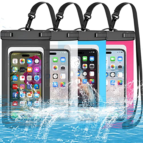 DXNONA 4 Packs Multicolor Universal Waterproof Case,Waterproof Phone Pouch Dry Bag for iPhone,Samsung,Up to 7.5",IPX8 Waterproof Bag,Beach,Boating,Swimming,Kayaking,Yachting