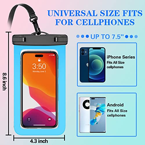 DXNONA 4 Packs Multicolor Universal Waterproof Case,Waterproof Phone Pouch Dry Bag for iPhone,Samsung,Up to 7.5",IPX8 Waterproof Bag,Beach,Boating,Swimming,Kayaking,Yachting