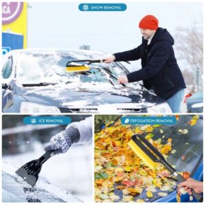 Henoty 27 Inch Snow Brush and Detachable Ice Scraper with Comfortable Foam Grip and Detachable Scraper for Cars,Trucks, SUVs, Windshield (Heavy Duty ABS, PVC Brush)