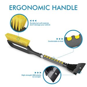 Henoty 27 Inch Snow Brush and Detachable Ice Scraper with Comfortable Foam Grip and Detachable Scraper for Cars,Trucks, SUVs, Windshield (Heavy Duty ABS, PVC Brush)