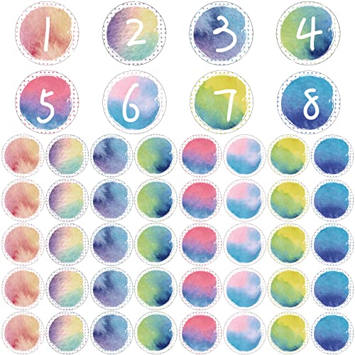 48 Pcs Watercolor Mini Accents Numbers Magnetic Accents Dry Erase Blank Magnets Colorful Fridge Magnets for Whiteboard Chalkboard School Office Home Supplies (Round)