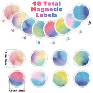 48 Pcs Watercolor Mini Accents Numbers Magnetic Accents Dry Erase Blank Magnets Colorful Fridge Magnets for Whiteboard Chalkboard School Office Home Supplies (Round)