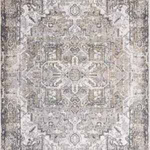 Hauteloom Hera Machine Washable Living Room Bedroom Area Rug - Pet Friendly - Vintage Distressed - Bohemian Oriental Persian Traditional Look - Olive Green, Grey, Beige - 7'10" x 10'2"