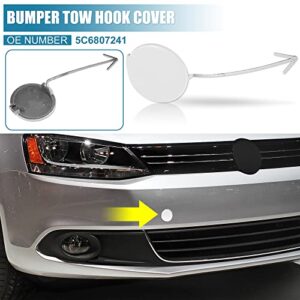 X AUTOHAUX Car Front Bumper Tow Hook Cover 5C6807241 for Volkswagen Jetta 2012-2014 Tow Hook Eye Lid Cover Trailer Cap White