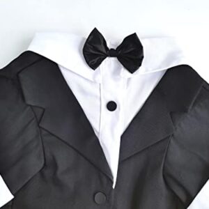 PAWSINSIDE Dog Tuxedo Pet Tuxedo Shirt with Black Bowtie Formal Suit Costume for Wedding Party (X-Large, Black-Collared)