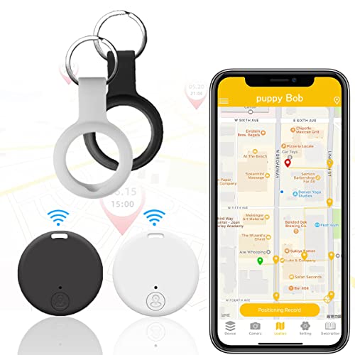 NouSKaU Portable Pet GPS Tracking - Bluetooth 5.0 Mobile Key Tracking Smart Anti-Loss Device,2022 Mini Pet GPS Locator Bluetooth Tracer Include Batteries and Protective Case, Fit for iOS (2 Pack)