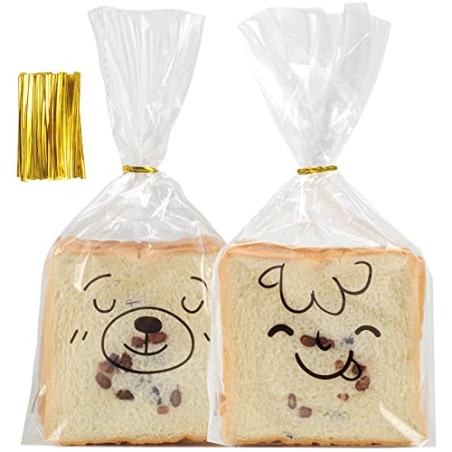 Hallowmas Treat Bags, Plastic Bread Bags for Homemade Bread Gift Giving, 12'' x 8'' Bread Loaf Storage Bags, Cello Bags for Halloween Gifts with Ties for for Home Bakers and Bakery Owners