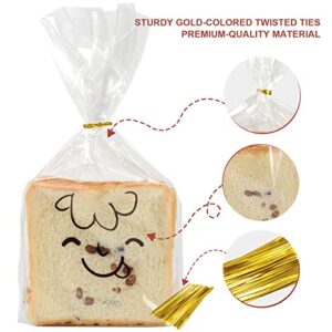 Hallowmas Treat Bags, Plastic Bread Bags for Homemade Bread Gift Giving, 12'' x 8'' Bread Loaf Storage Bags, Cello Bags for Halloween Gifts with Ties for for Home Bakers and Bakery Owners