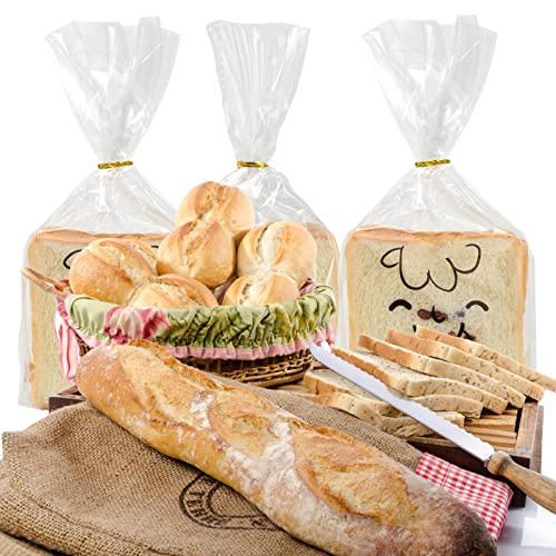 Hallowmas Treat Bags, Plastic Bread Bags for Homemade Bread Gift Giving, 12'' x 8'' Bread Loaf Storage Bags, Cello Bags for Halloween Gifts with Ties for for Home Bakers and Bakery Owners