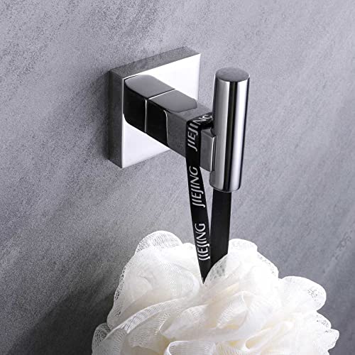 Suyar Bath Towel Hook Polished Chrome, SUS304 Stainless Steel Modern Shower Robe Holder, Bathroom Kitchen Coat Towel Hanger Wall Mounted