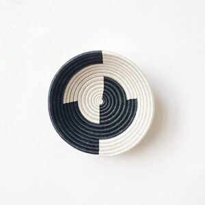 Small African Basket- Uvira/Rwanda Basket/Woven Bowl/Sisal & Sweetgrass Basket/Black, White