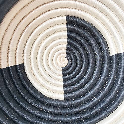 Small African Basket- Uvira/Rwanda Basket/Woven Bowl/Sisal & Sweetgrass Basket/Black, White