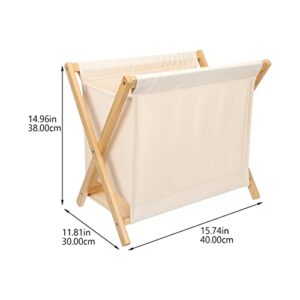 Cabilock Wood Laundry Hamper Sorter Cart, Portable and Collapsible Folding Clothes Basket Storage with Removable Liner Fabric Bag, X Frame- Echo Collection- Natural Tall Laundry Basket