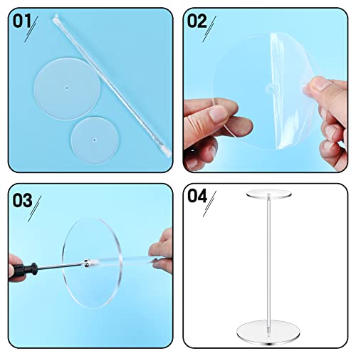 TRIRITE 3 PCS Clear Acrylic Hat Stand for Display, 16 inch Wig Display Rack, Clear Round Riser Stands for Wig Hat Display, Hat Display Stand Wig Display Holder for Hat Watch