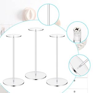 TRIRITE 3 PCS Clear Acrylic Hat Stand for Display, 16 inch Wig Display Rack, Clear Round Riser Stands for Wig Hat Display, Hat Display Stand Wig Display Holder for Hat Watch