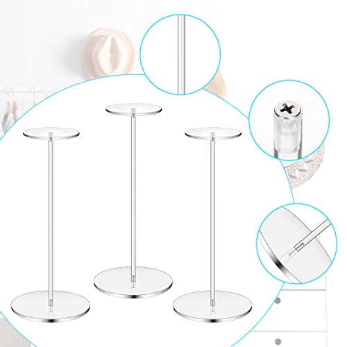 TRIRITE 3 PCS Clear Acrylic Hat Stand for Display, 16 inch Wig Display Rack, Clear Round Riser Stands for Wig Hat Display, Hat Display Stand Wig Display Holder for Hat Watch