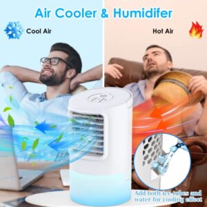 Portable Air Conditioners, 3 in 1 Personal Mini Air Conditioner, Quiet 400ML Portable ac Air Cooler, 3 Speeds, 2/4 Timer, Small Air Conditioner Misting Cooling Fan, Desktop Air Cooler for Room Office