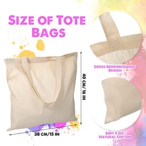 20 Pcs Natural Cotton Tote Bags 15 x 16 Inch Blank Canvas Tote Bag Bulk Reusable Grocery Bag with Handles and PTEF Sheet Beach Cloth Bags Large Shopping Bag for Iron on Heat Transfer Vinyl DIY Craft