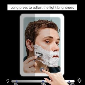 RRtide Heated Shower Mirror Fogless for Shaving with LED Light of 8X5.5inch, Rechargeable Fogless Mirror for Shower with 2 Razor Holders, Made of Real Glass, No Distortion