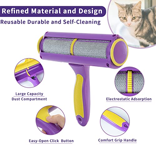 Mollypaws Pet Hair Remover for Furniture, Reusable Dog Cat Fur Removal Brush for Couch, Bedding, Non-Slip Handle Grip for Comfort Removal Experience, Upgrade Removing Tool for Cleaning