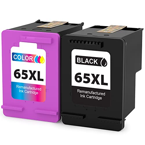 65XL Ink High Yield 65 Ink Cartridges Compatible with HP Envy 5055 5052 5058 DeskJet 2655 3720 3722 3723 3752 3758 2652 2624 HP Deskjet 3755 Ink Cartridges Black and Color