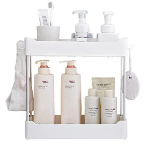 fhdusryo bathroom countertop counter organizer, white detachable cosmetic organisation storage shelf, bathroom rack standing caddy for bathroom dresser kitchen spice laundry office (2-tier)