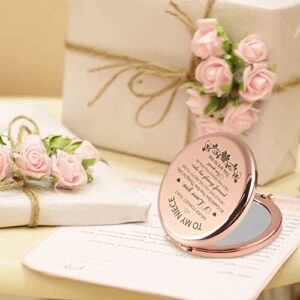 GAOLZIUY Niece Gifts Compact Mirror for Niece from Aunt, Rose Gold Niece Compact Mirror, Birthday Gifts for Niece from Aunt Uncle for Niece’s Birthday, Graduation Wedding Anniversary Christmas