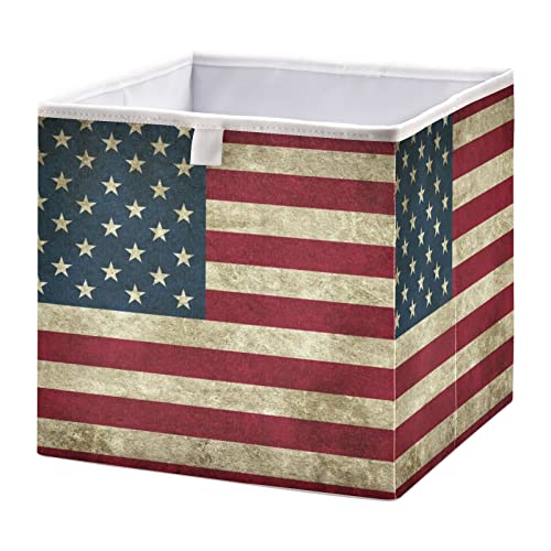 xigua American Flag Camouflage Cube Storage Bin Large Collapsible Storage Basket Toys Clothes Organizer Box for Shelf Closet Bedroom Home Office, 11 x 11 x 11 Inch