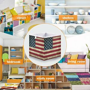 xigua American Flag Camouflage Cube Storage Bin Large Collapsible Storage Basket Toys Clothes Organizer Box for Shelf Closet Bedroom Home Office, 11 x 11 x 11 Inch