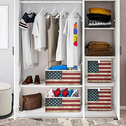 xigua American Flag Camouflage Cube Storage Bin Large Collapsible Storage Basket Toys Clothes Organizer Box for Shelf Closet Bedroom Home Office, 11 x 11 x 11 Inch