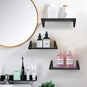 Lixintray Wall-Mounted Floating Shelves Set of 3，Storage Shelves for Living Room/Bedroom/Bathroom/Kitchen/Room Storage and Decorative Steel