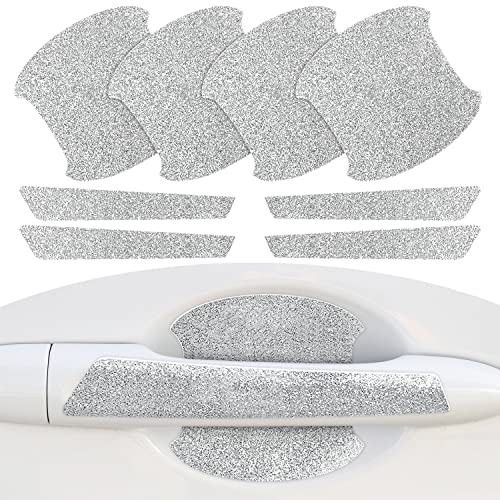 Ourzop 8Pcs Car Door Handle Sticker,Silver Bling Cup Scratches Protector Door Handle Side Sticker Scratch Protector Door Handle Paint Scratch Protection Protective Film